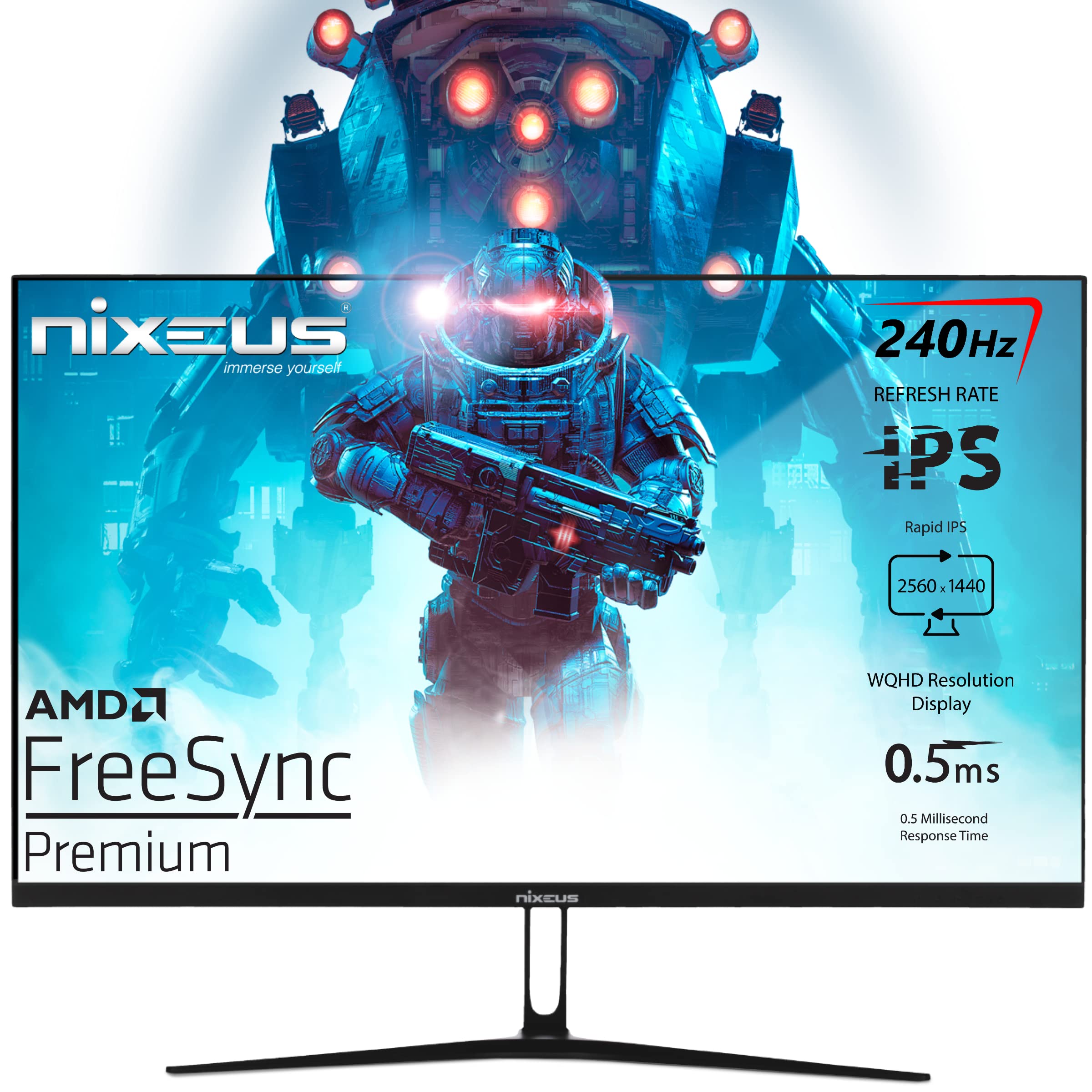 Nixeus EDG 27” Rapid IPS 2560 x 1440 AMD FreeSync Premium Certified 240Hz HDR Gaming Monitor (NX-EDG27240X) Black