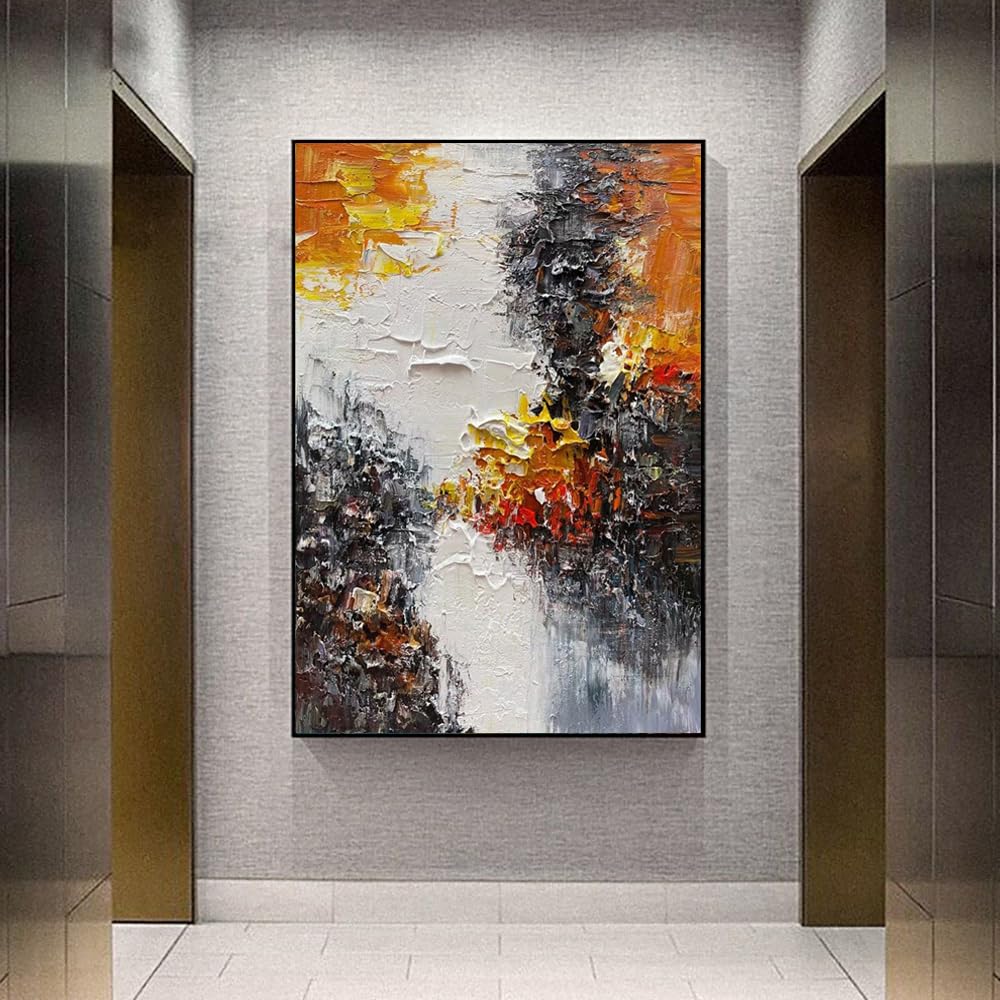 Canvas Painting 3D Abstract Painting Hand Painted Thick Oil Painting Modern Abstract Wall Art Decoration Home for Living Room,31inx47in,No Frame