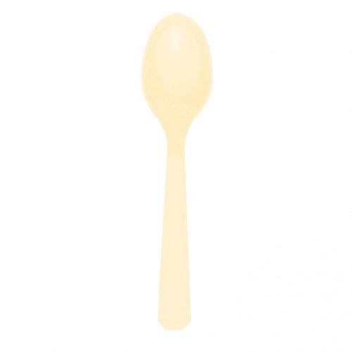 Classic Vanilla Creme Plastic Spoons (Pack Of 20) - Eco-Friendly, Durable & Eye-catching, Perfect For Parties & Events