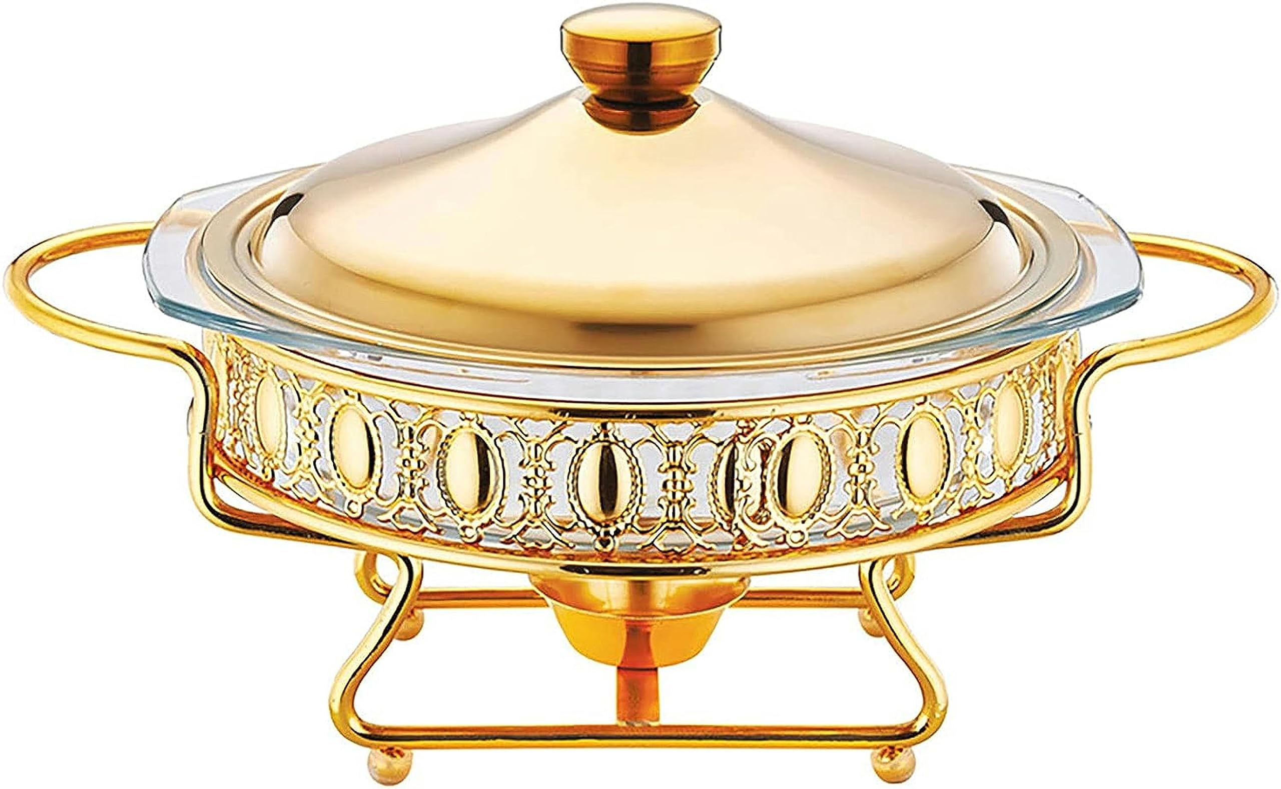 Chef Chafing Dish Buffet Set, Stainless Steel Chafer and Buffet Warmers Sets, Catering Buffet Mini Hot Pot Outdoor Picnic Household (Gold)
