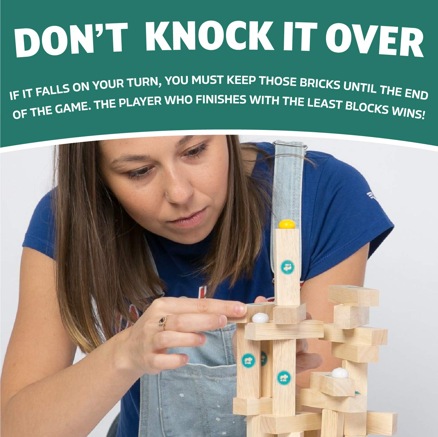 Tummple - Wooden Block Stacking Tower Game – Fun Party Game & Family Board Game for Kids, Teens, & Adults – STEM Educational Game