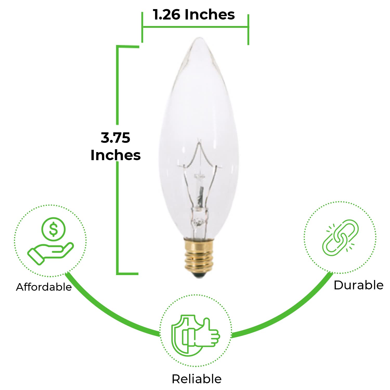 BULBMASTER Blunt Tip Decorative Candle Light Bulbs CTC Chandelier Bulbs Torpedo Tip Incandescent Light Bulbs, E12 Candelabra Light Bulb Base, Soft White, Pack of 12 (40CTC)