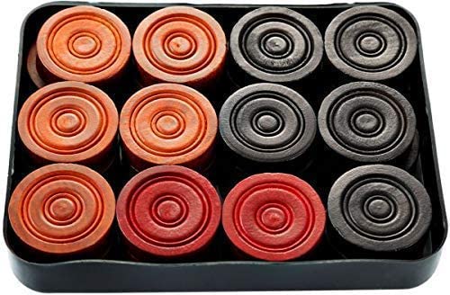 Professional Set of 24 Wooden Carrom Game Coins and Striker Set,Wooden Checkers (24 Pieces + 1 Striker with Striker Case)