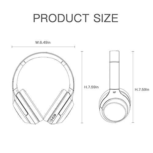 iKF T1-Wireless Wired Headphones Call Noise Cancelling Bluetooth Headset Bass Stereo Sound 50 Hours Using Time Built-in Microphone Pairing 2 Devices Compatible iOS/Android (Off-White)