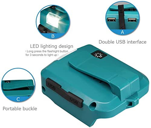 ERJER Replacement ADP05 Power Source, USB Charger Adapter for LXT Lithium-Ion 14.4V 18V, Fast Charging Converter with LED Light
