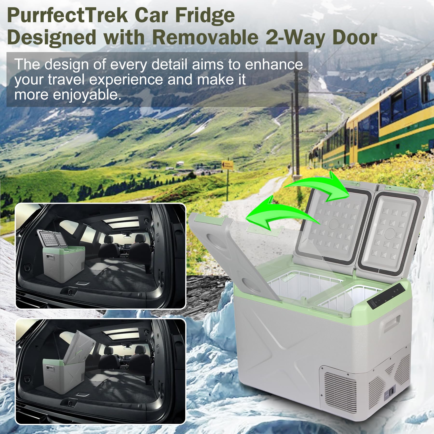 Car Refrigerator,APP-control 48 Quart/45 Liter Dual Zone RV Refrigerator with 12/24V DC & 110-240V AC, Portable refrigerator freezer fridge cooler For Vehicle, RV, Camping, Travel, Fishing