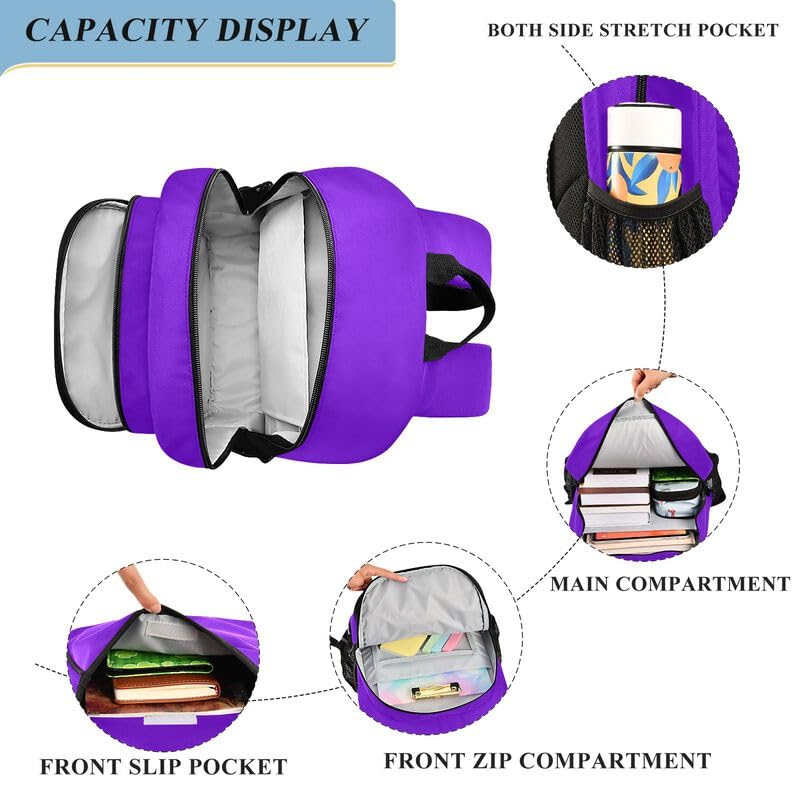 ODAWA Violet Backpacks for Middle School Sturdy Durable Travel Gifts Presents Kids Backpack Ages 6-12