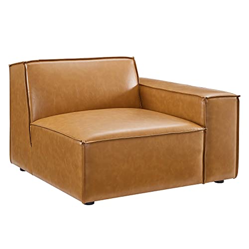 Modway Restore Vegan Leather Sectional Sofa Loveseat in Tan