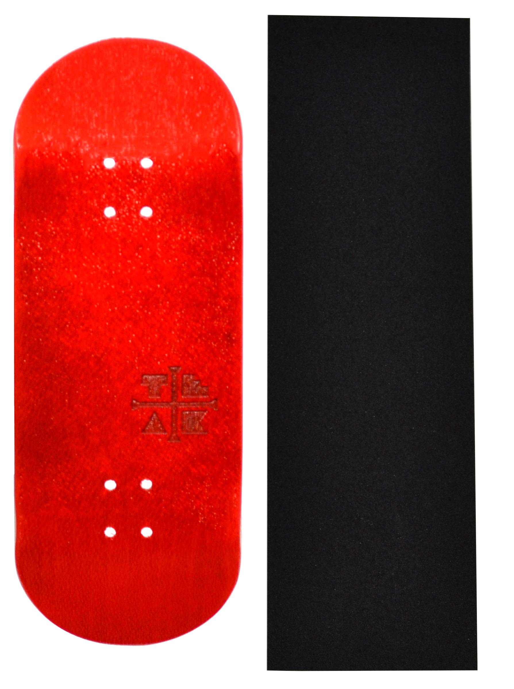 Teak Tuning Prolific Wooden Fingerboard Deck, Cherry Red - 34mm x 97mm - Handmade, Pro Shape & Size - Five Plies Wood Veneer - Includes Prolific Foam Tape