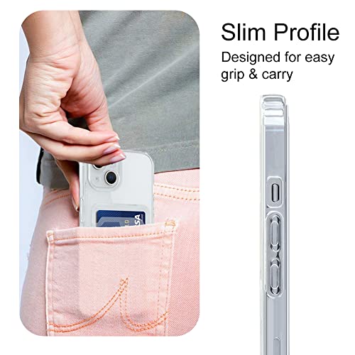 tharlet Compatible with iPhone 13 Wallet Clear Case with Card Holder, Non-Yellowing Phone Case, Precision Cut-Outs and TPU Bumper for Shock Absorption, Anti-Scratch Smudge-Proof (Matte Clear)