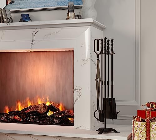 Fire Beauty Fireplace Tools Set 5 Pieces Wrought Iron Fire Tool Set for Outdoor/Indoor Fireplace Accessories Set