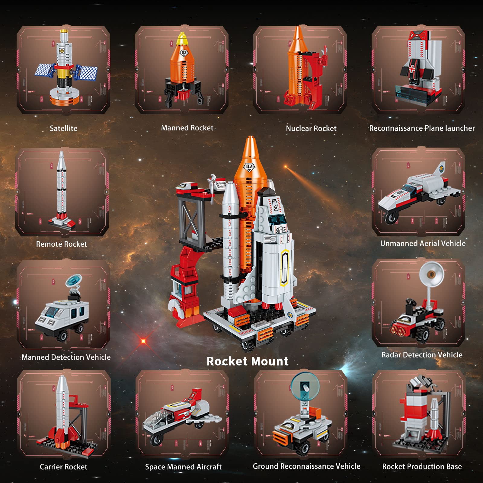 Space Shuttle Rocket Toys 12 in 1 Toy Building Sets STEM Building Blocks Aerospace Rocket Launcher Educational Birthday Gift for Kids Boys Girls 6 7 8 9 10 11 12+ Years Old (566Pieces)
