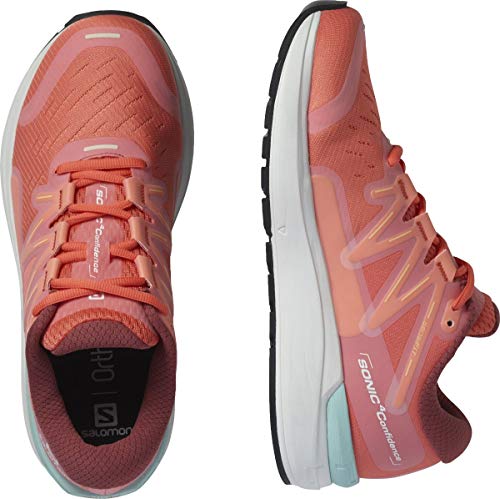 Salomon Sonic 4 Confidence Running Shoes for Women, Persimon/White/Ebony, 9