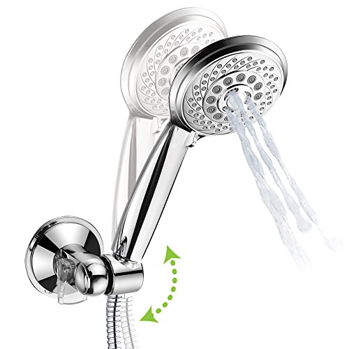 HotelSpa Universal Angle-Adjustable Hand Shower Wall Bracket for Easy Reach/Perfect Angle Fits ANY SHOWER! Patented Push-Lock provides Superior Suction Power. Self-Adhesive Slide-in Holder included