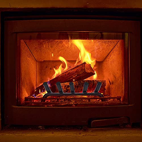 Fireplace Grate 14 Inch Solid Round Steel 3/4" Bar -Heavy Duty Wrought Cast Iron Indoor Outdoor Firewood Stove Log Holder Rack Wood Burning Fireplace Accessories, Camping, Chimney, Hearth Tools