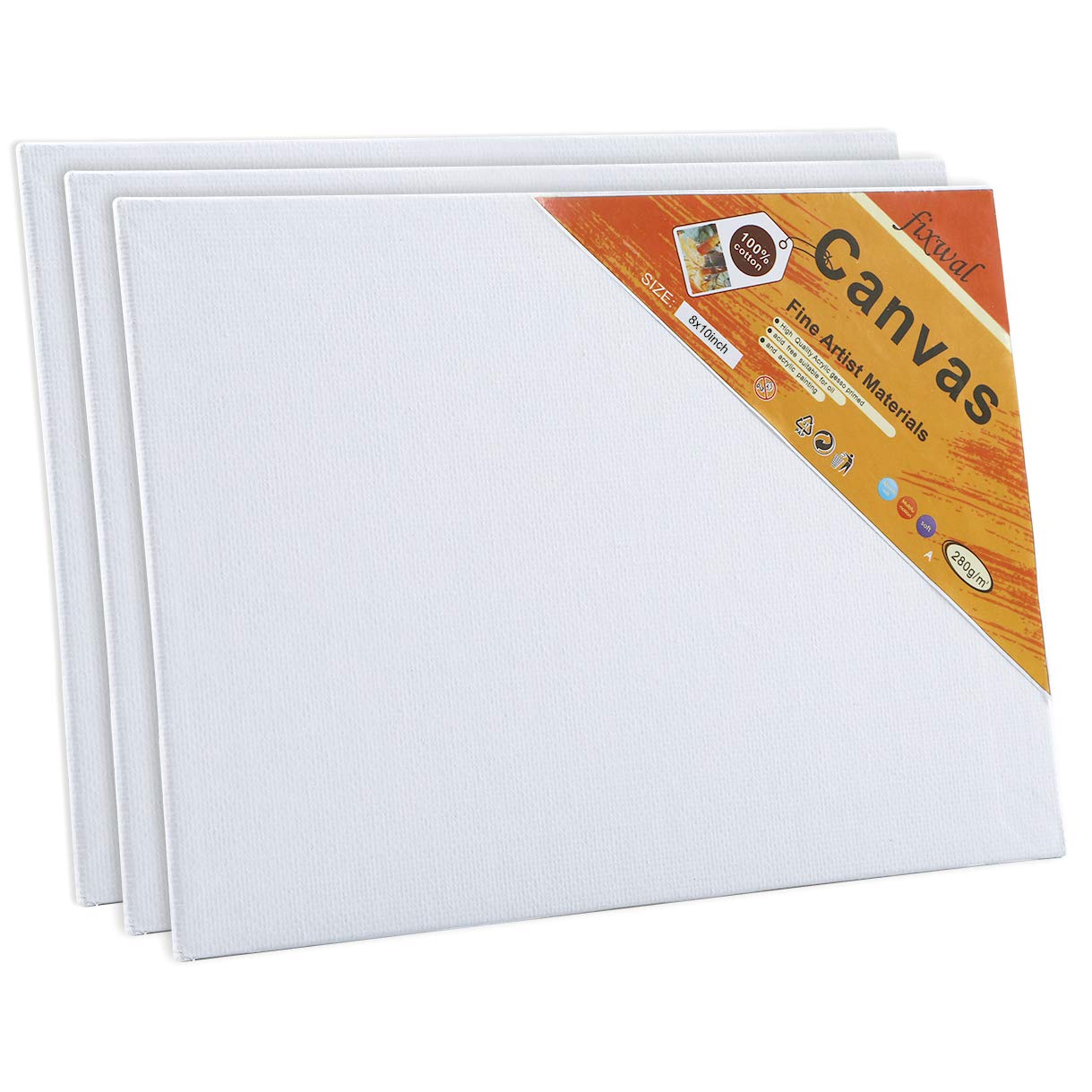 Canvases for Painting, 8 x 10 Canvas (Pack of 3), Canvas Panels Value Pack for Oil & Acrylic Painting