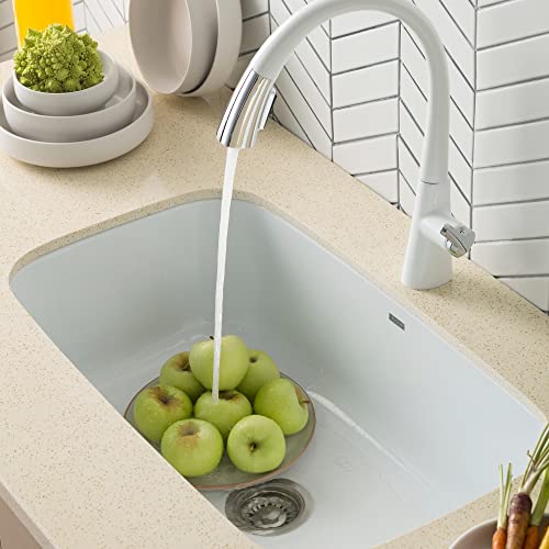 KRAUS KEU-14WHITE Pintura 16 Gauge Undermount Single Bowl Enameled Stainless Steel Kitchen Sink, 31 1/2-inch, White