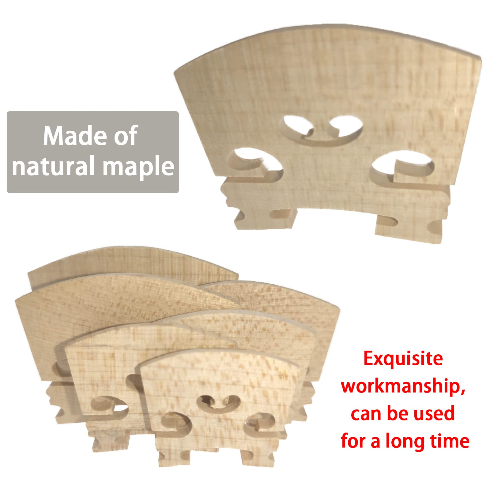 Cheerock 12Pcs Violin Bridge Set, 6 Size Maple Violin Bridge, Violin Bridge 4/4 3/4 1/2 1/4 1/8 1/16 Violin Parts And Accessories