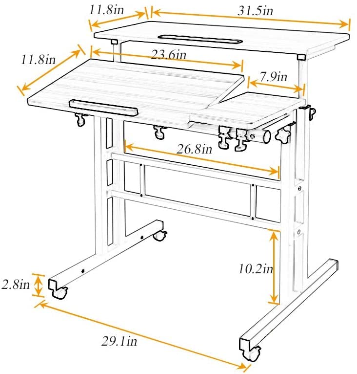 soges Adjustable Stand Up Desk 23.6 inches Computer Mobile Desk Workstation with Standing and Seating (Oak)