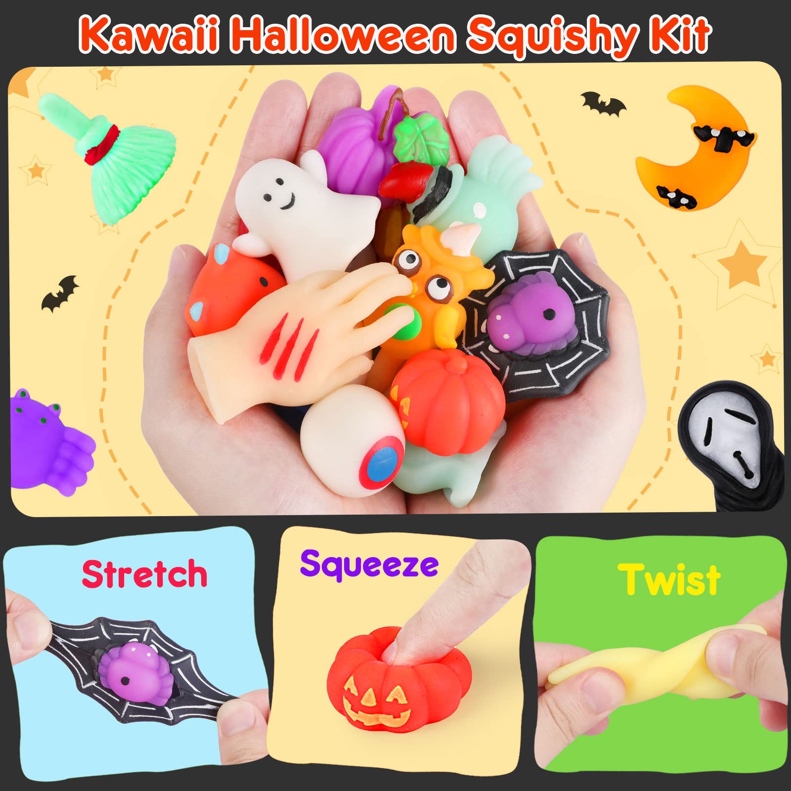 UMIKU 32 pcs Easter Eggs + 32 Mochi Squishy Toys Easter Egg Fillers Easter Basket Stuffers Mini Squishy Animal Squishy Plastic Easter Egg Hunting Easter Party Favors Gifts for Kids Boys Girls Random