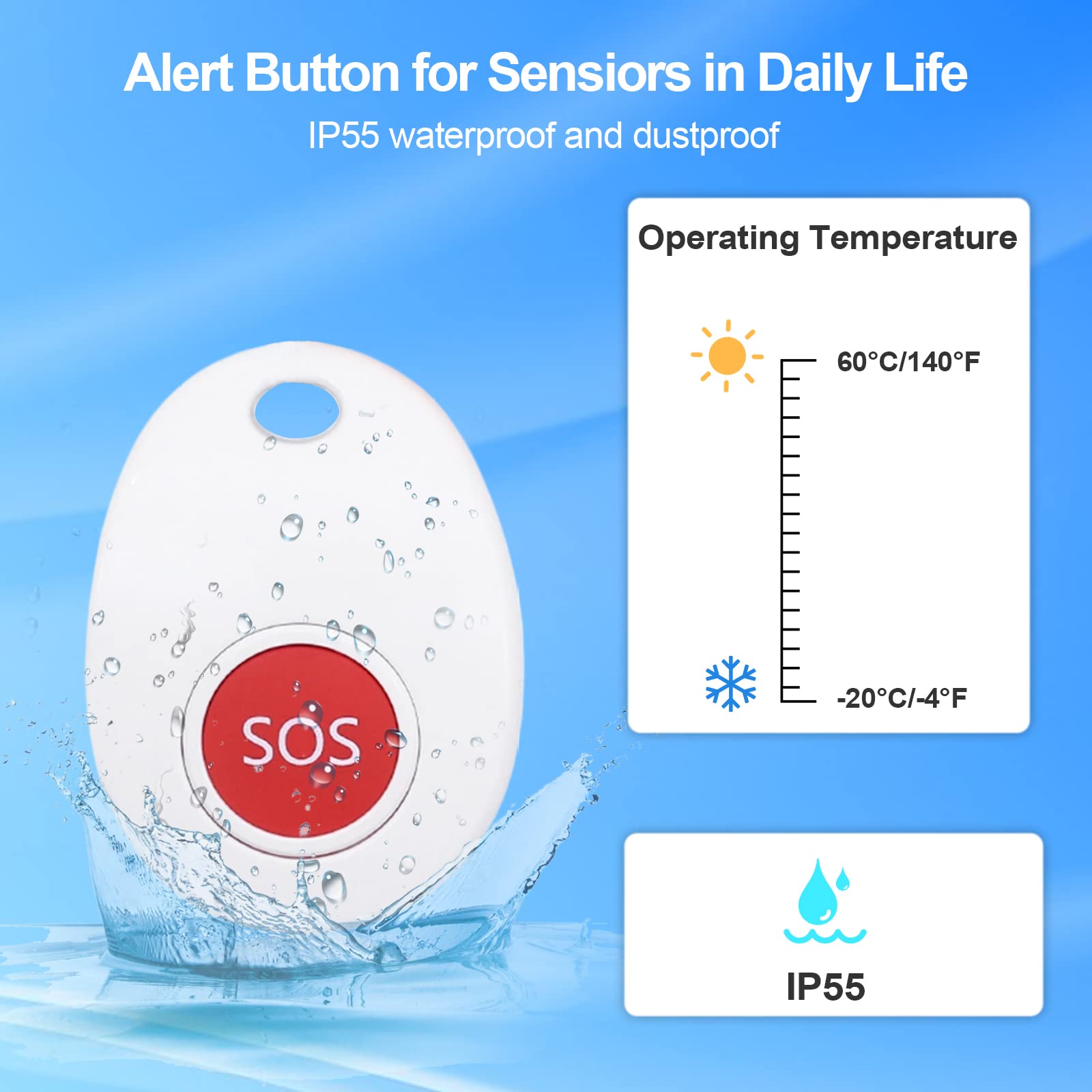 CallToU Caregiver Pager Wireless Call Buttons for Elderly, Portable Nurse Call Bell 600+ Feet for Elderly Monitoring, Alert Button for Seniors 1 USB Receiver 2 Call Button