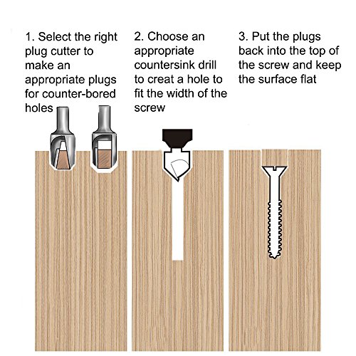 Eagles 14-Pack Woodworking Tool Set, 8PCS 5/8" 1/2" 3/8" 1/4" Carbon Steel Wood Plug Cutter Drill Bit Set and 6pcs 1/4" Hex Shank HSS 5 Flute 90 Degree Countersink Drill Bits