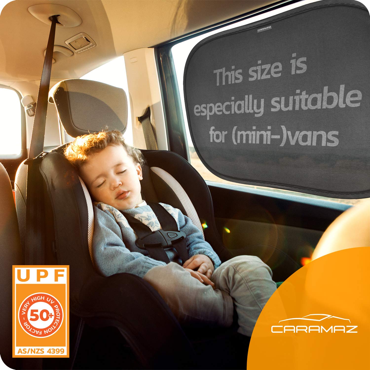 CARAMAZ XL Sun Shades for car Windows Baby - only for Vans (2 Pack - 23"x15")