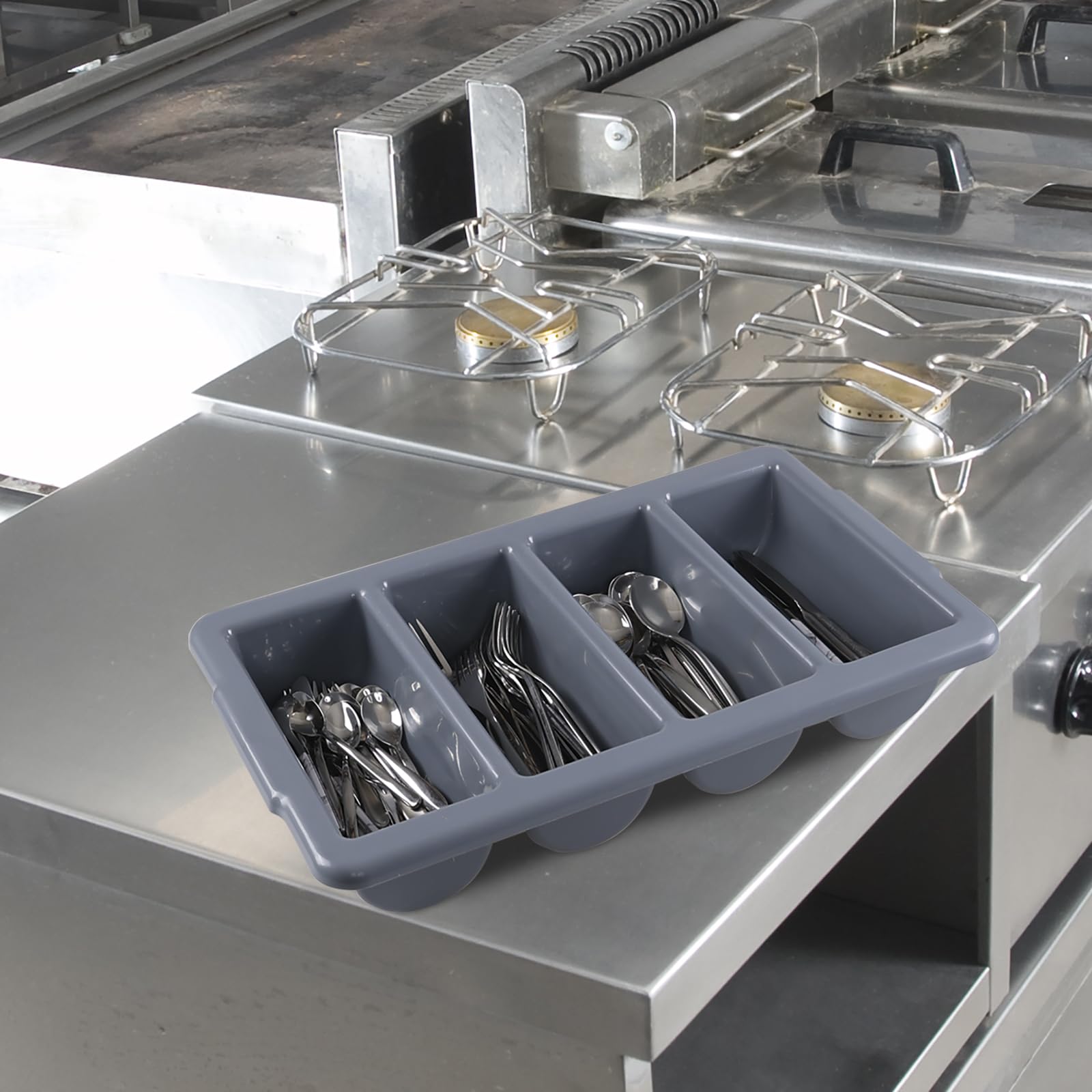 Callyne 4-Pack Plastic 4 Compartment Cutlery Bin, Flatware Storage Tray