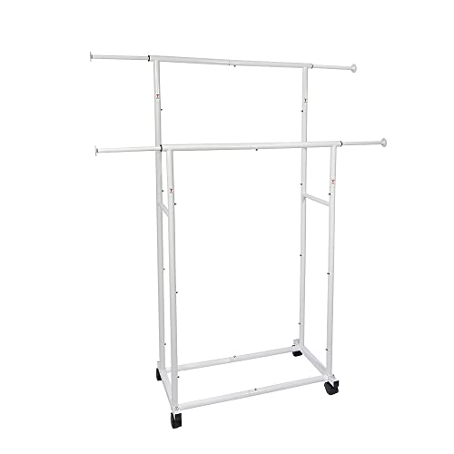 Fishat Simple Double Rod Garment Rack & SAH Solid Wood Dining Chair Set of 2