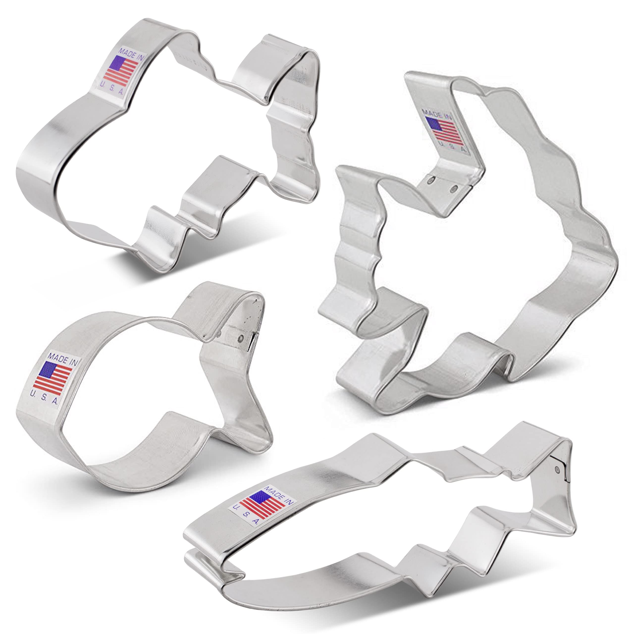 Fish Cookie Cutters 4-Pc. Set Made in the USA by Ann Clark, Cute Fish, Goldfish, Angel Fish, Trout