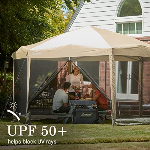 Coleman Back Home Screen Canopy Tent with Instant Setup, Outdoor Gazebo for Bug-Free Lounging, Shelter Fits Over Picnic Tables for Parties, Events, Tailgating, Picnics, & More