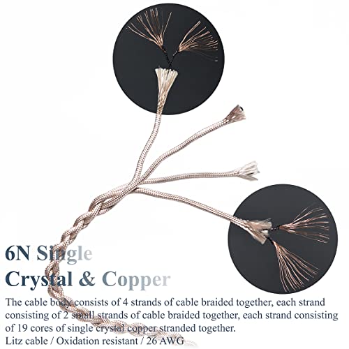 FSIjiangyi 0.78mm 2 Pin Cable 4.4mm 6N Single Crystal Copper Braid Earphone Cable 2Pin IEM Cable for EM2 EM1 King 2 KXXS S8 Aria RE2000 LCDi4 Legend X VE2 VE6 A12t N8t Replacement Cable (4.4mm Plug)