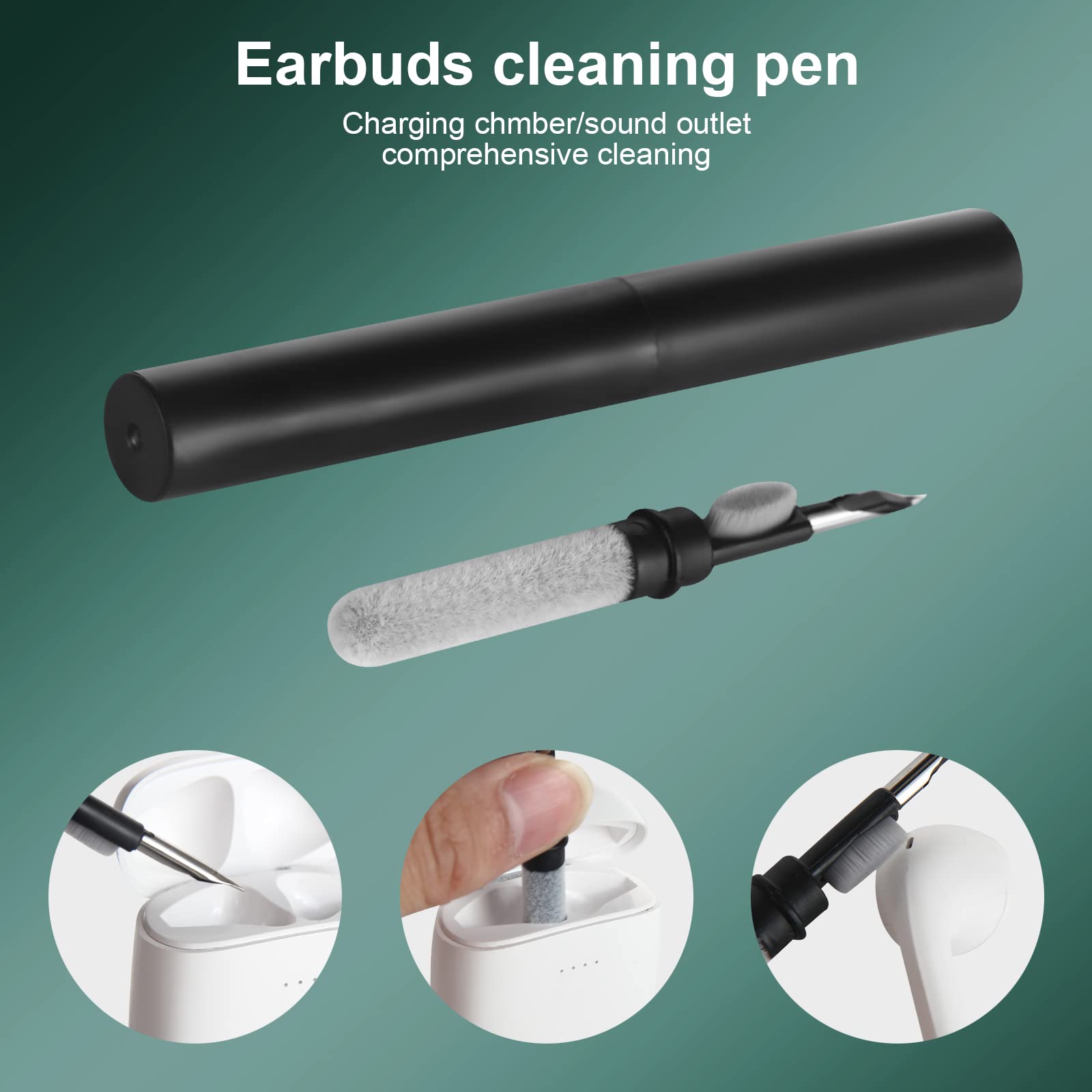 Cleaner Kit for AirPod Pro 1 2 3, AMEAMI Earbud Cleaning Pen Tool for iPhone Samsung Lego Huawei MI Wireless Headphone (Black)