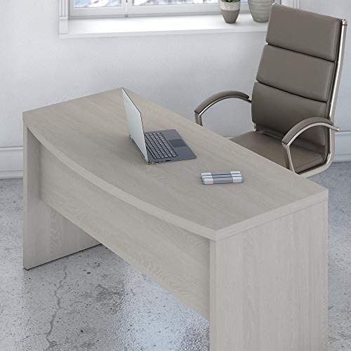 Bush Business Furniture Echo L Shaped Bow Front Desk in Gray Sand