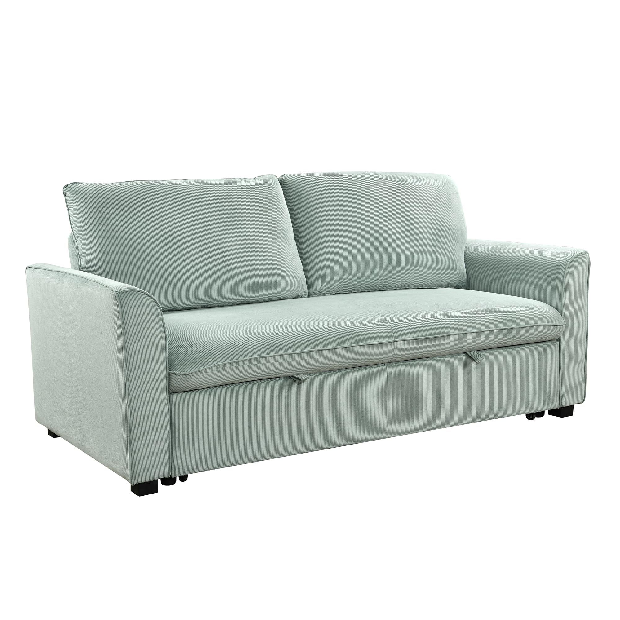 Familymill 78'' Modern Corduroy Fabric Convertible Sleeper Sofa Bed, 3-in-1 Pull Out Couch Bed with Reclining Backrest for Living Room/Apartment/Office (Light Green)