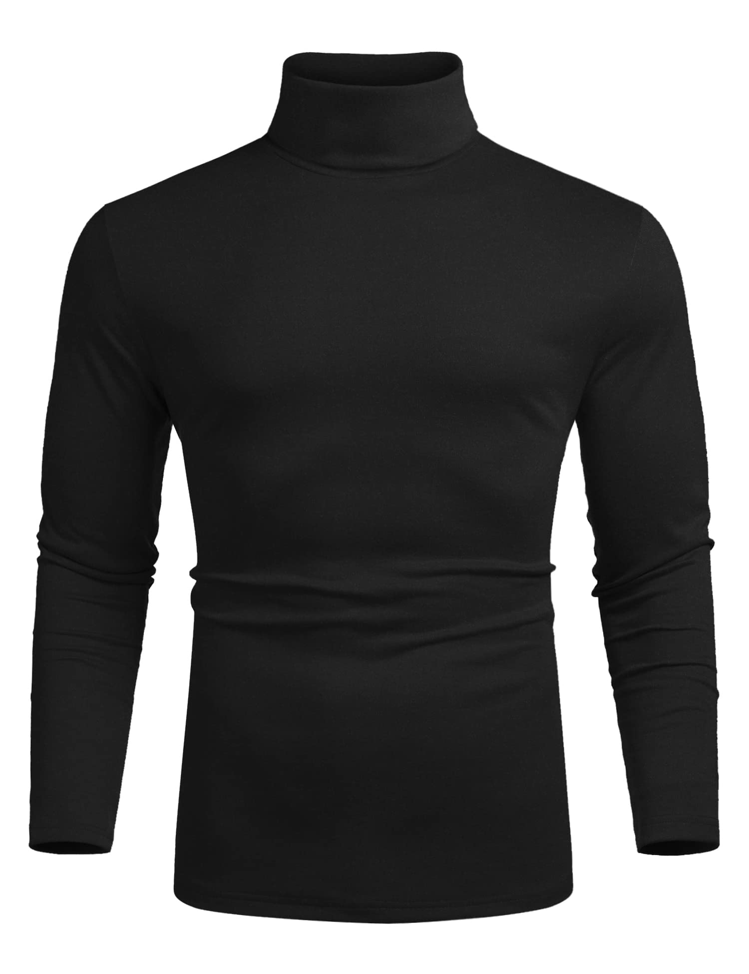 COOFANDY Men's Slim Fit Basic Turtleneck T Shirts Casual Knitted Pullover Sweaters Black