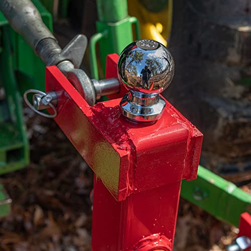 Titan Attachments 3 Point Gooseneck Tractor Trailer Hitch Optional Hay Bale Spear and Stabilizer Spears, Fits Category 1 Tractors, Red Finish, 2" Receiver Hitch, 2" Gooseneck Ball