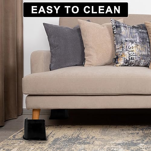Stance Tuning USA Square Bed Risers 4 Inch Heavy Duty,4 Pack Home Furniture Risers Support up to 5,000 LBS,Furniture Lifter Risers for Dorm Bed, Couch, Table, Bed Frame, Tables, Black Bed Stilts