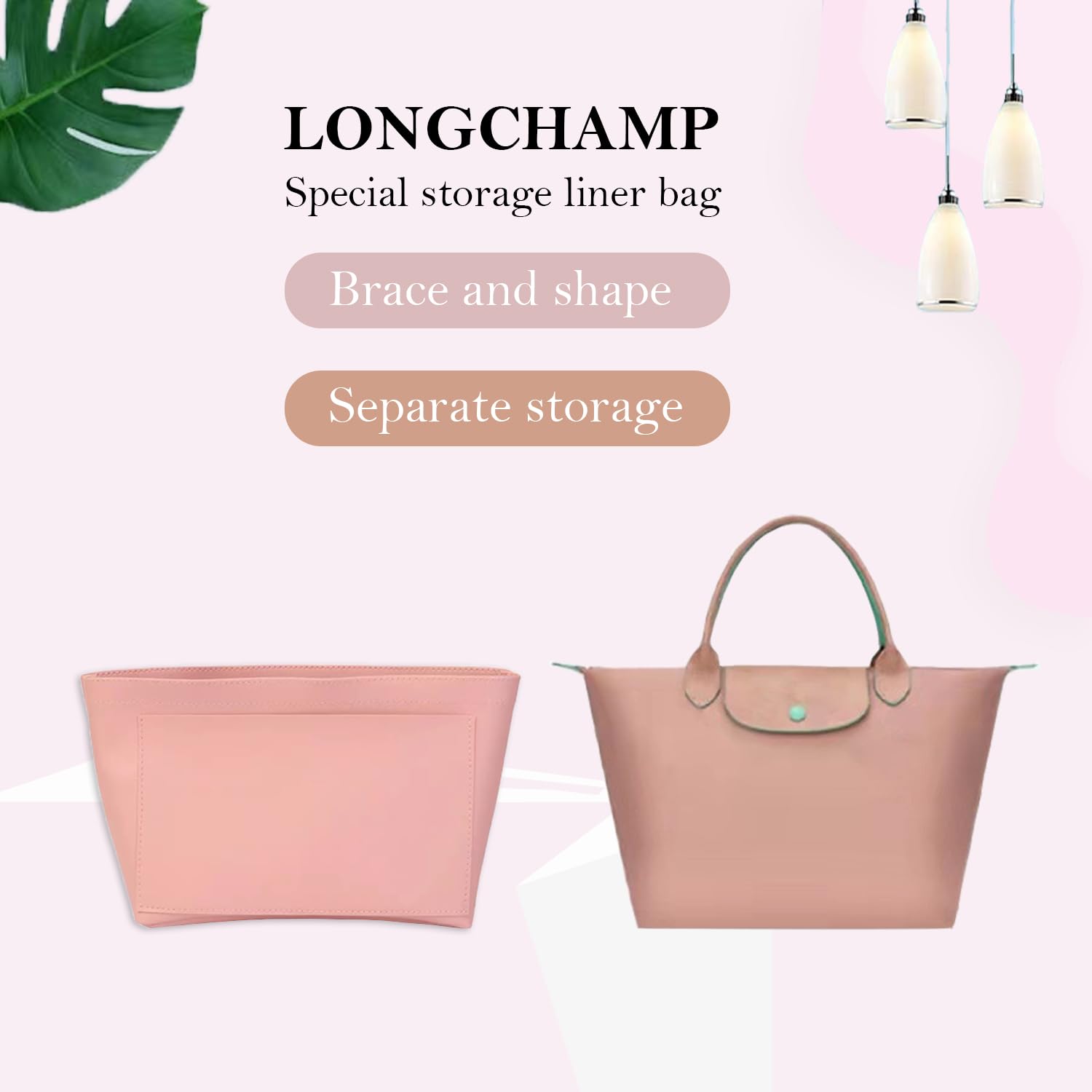 D.DUO Purse Organizer, Multi-Pocket Felt Handbag Organizer, Folding Tote Bag organizer insert for Insert Wallet Organizer for Longchamp (Beige, Large)