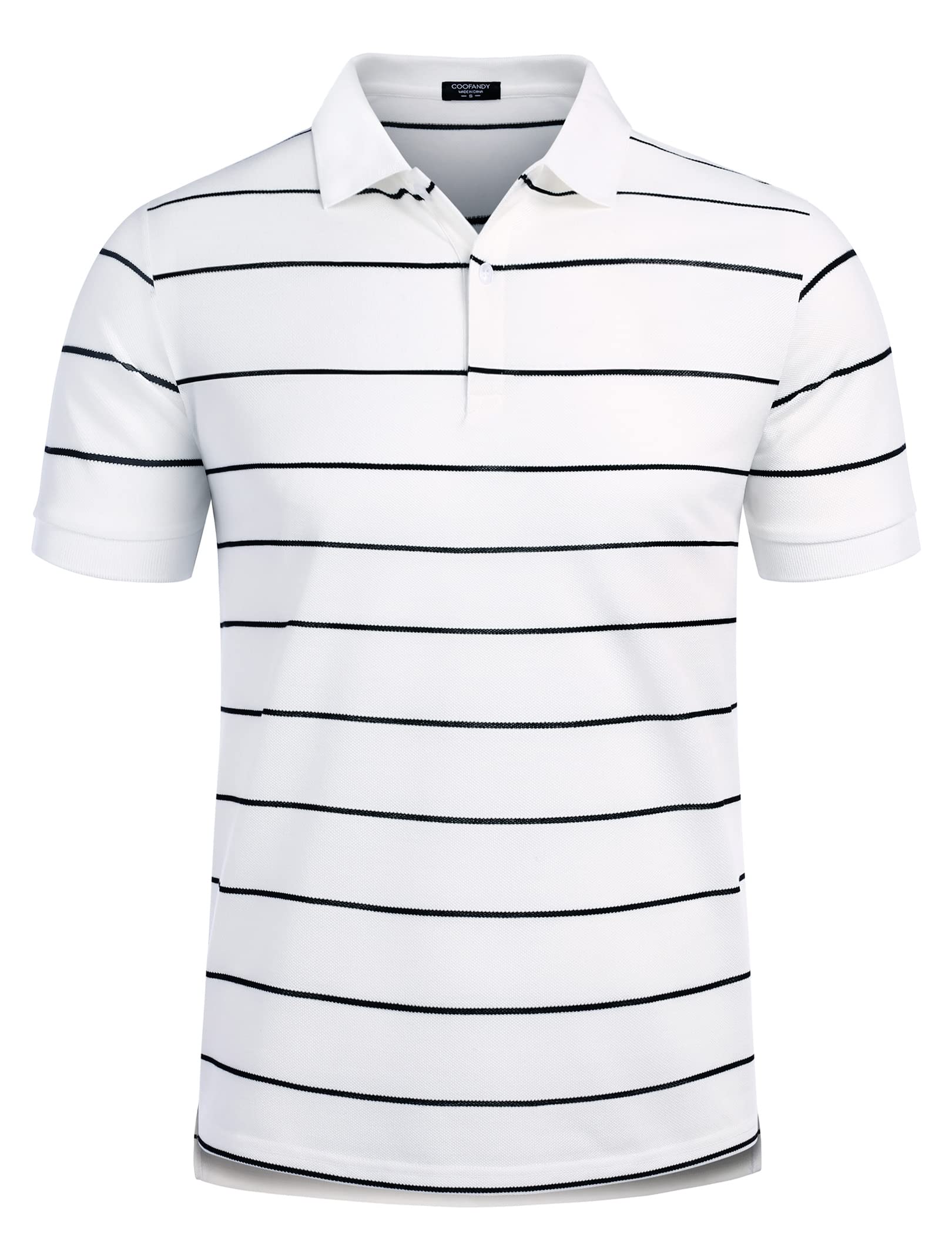 COOFANDY Men's Short Sleeve Polo Shirts Classic Fit Casual Lightweight Striped Golf Polo T Shirts