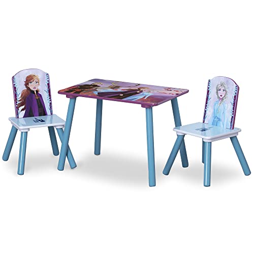 Delta Children Disney Frozen II 4-Piece Playroom Solution Set Includes Table and 2 Chairs and 6-Bin Toy Organizer