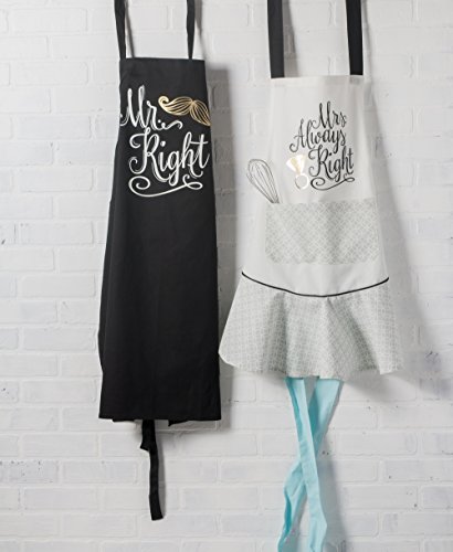 DII Women's Spring & Summer Apron Collection Adjustable, Two Large Pockets & Extra Long Ties, One Size Fits Most, Mrs. Always Right