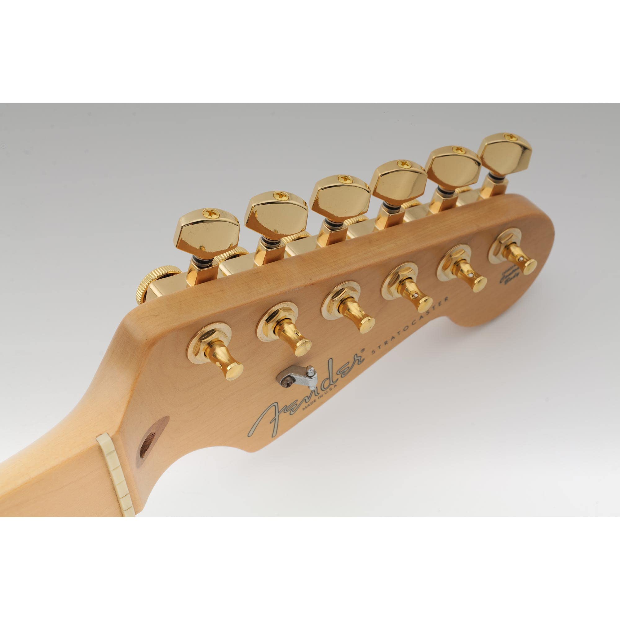 Musiclily Pro 6-in-line 2-pins Guitar Locking Tuners Machine Heads Tuning Pegs Keys Set for Fender Strat/Tele, Gold
