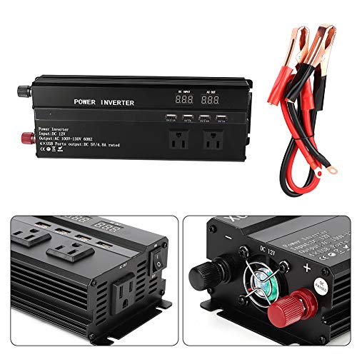 Car Power Inverter, 6000W DC 12V to AC 110V Car Power Inverter Converter USB Charger Adapter with LCD Display