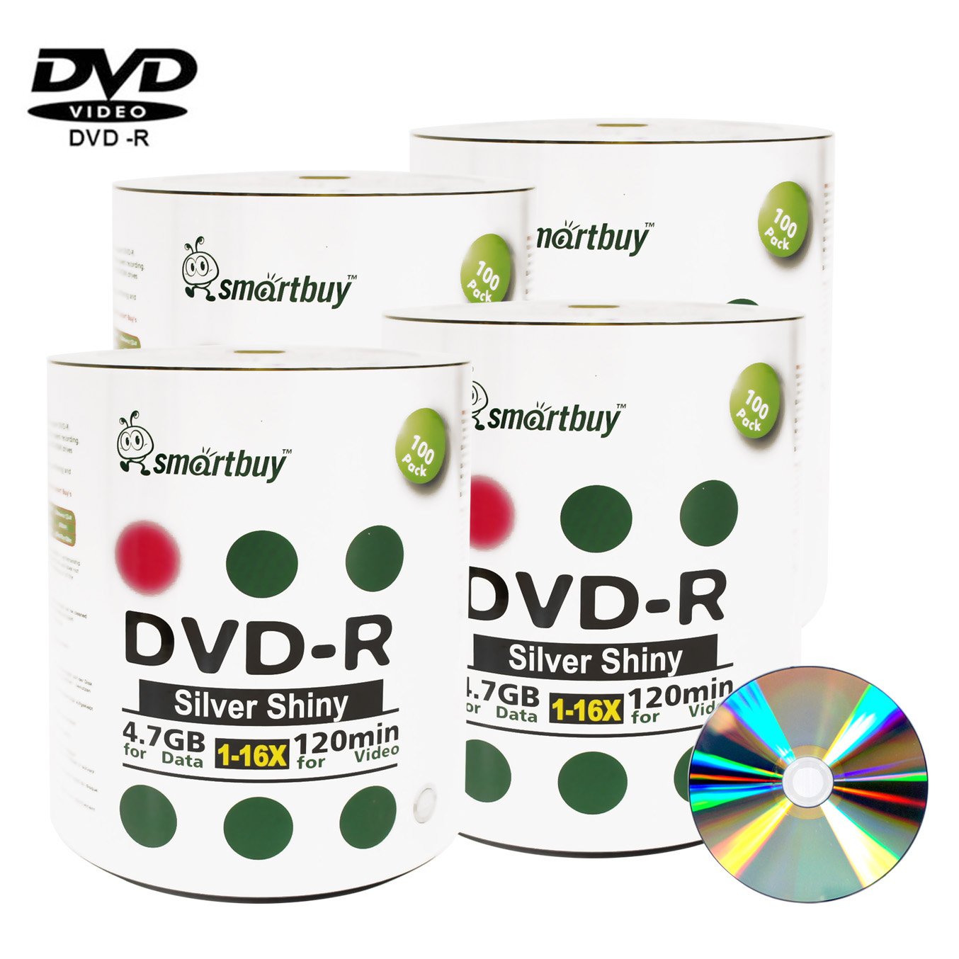 Smartbuy 400-disc 4.7gb/120min 16x DVD-R Shiny Silver Blank Data Recordable Media Disc