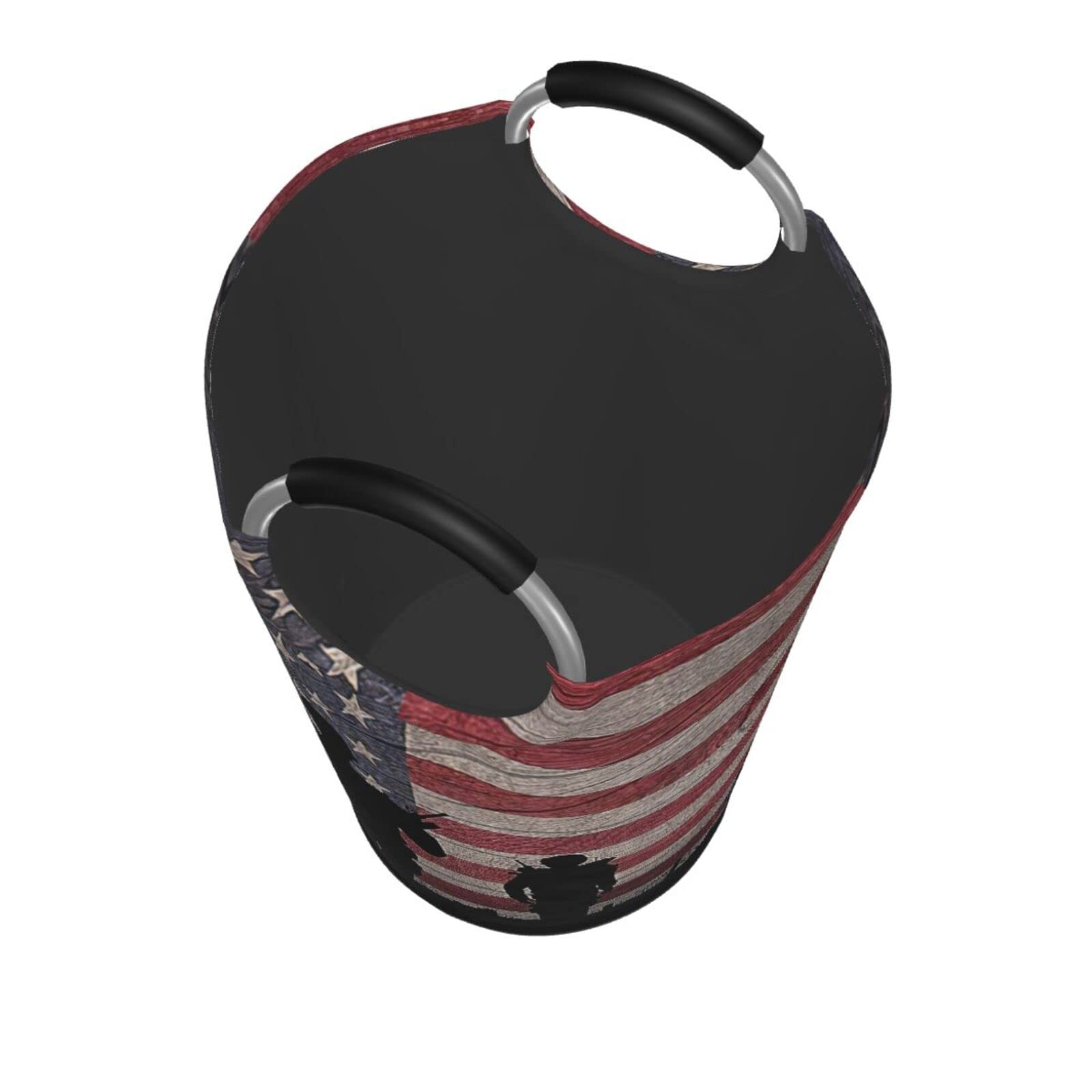 YISUMEI Laundry Basket with Handles Clothes Hamper Collapsible Durable Dirty Clothes Storage Laundry Organizer Vintage American Flag Soldier Pattern (Red and Black)