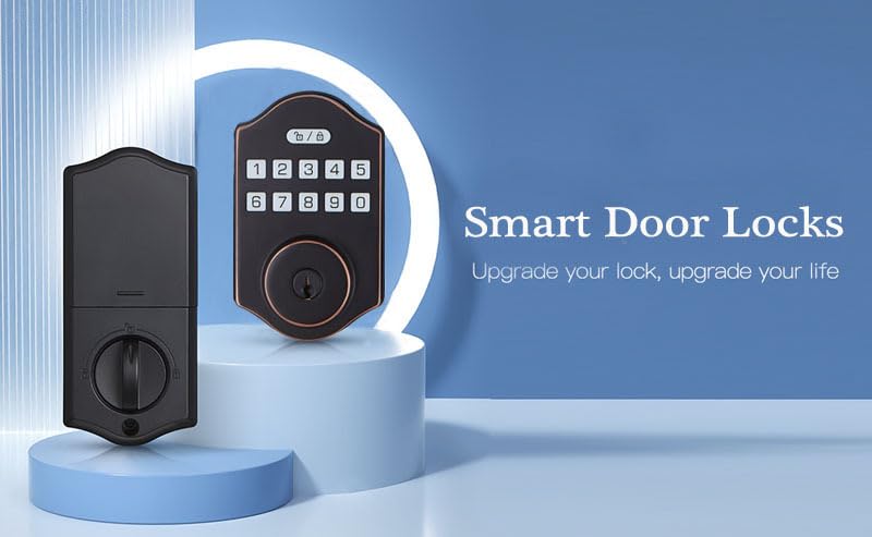 Fingerprint Door Lock - Keyless Entry Door Lock with Keypad - Electronic Deadbolt Keyed Entry - Front Door Lock - Combination Door Lock - Easy Installation - Satin Nickel (Handle Style)