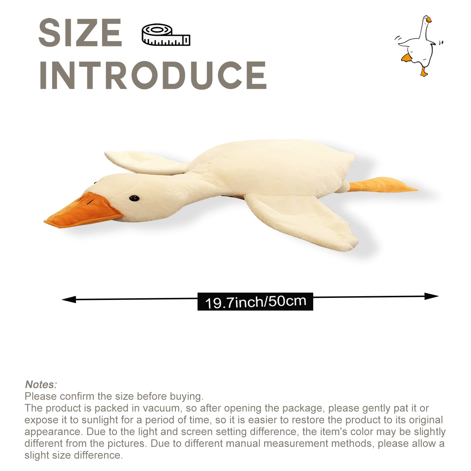 CHELEI2019 19.7" Giant Goose Stuffed Animal Toy Soft Swan Plush Throw Pillow Gifts for Kids
