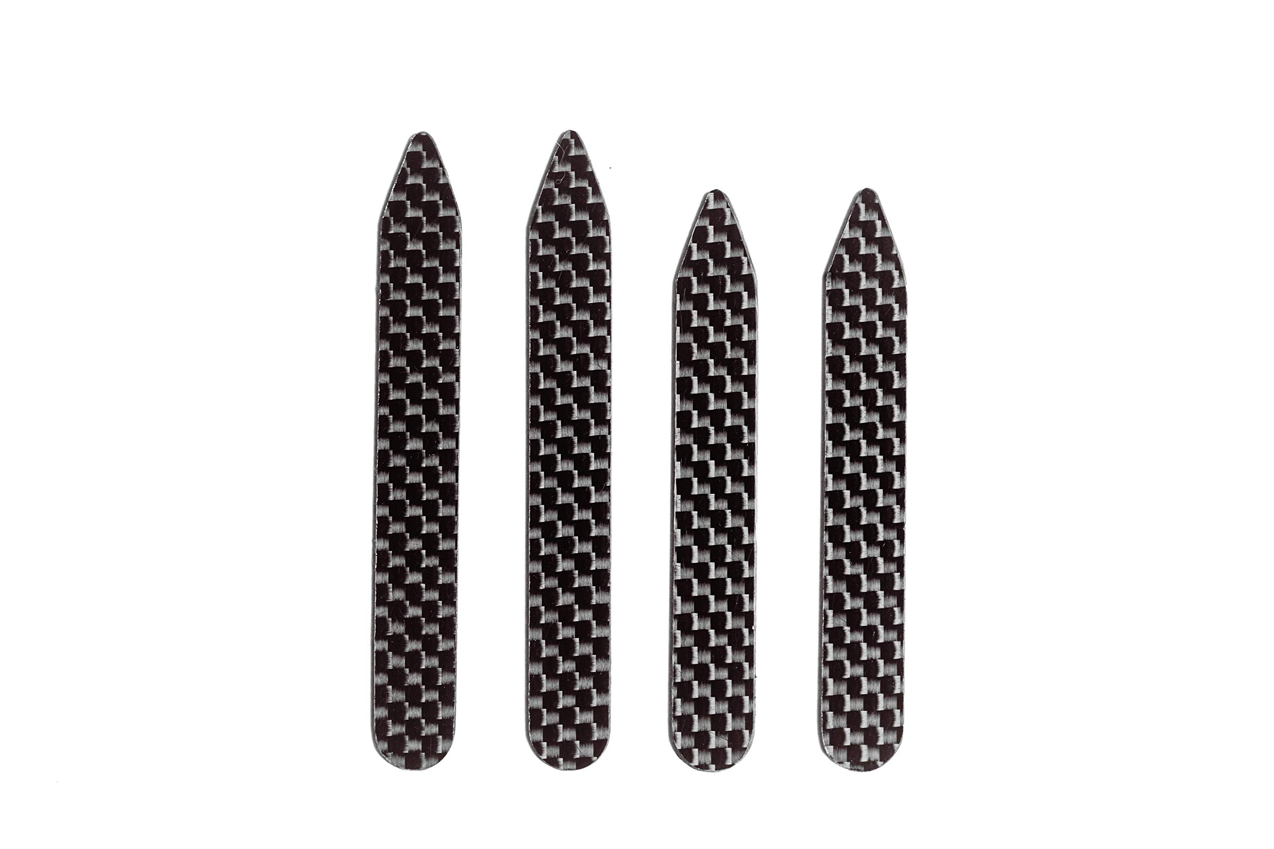 Carbon Fiber Collar Stays Set - Collar Stiffeners - Mens - 2 Pairs - 2.5" and 2.75" with Case - Black - Non Metal Collar Stay