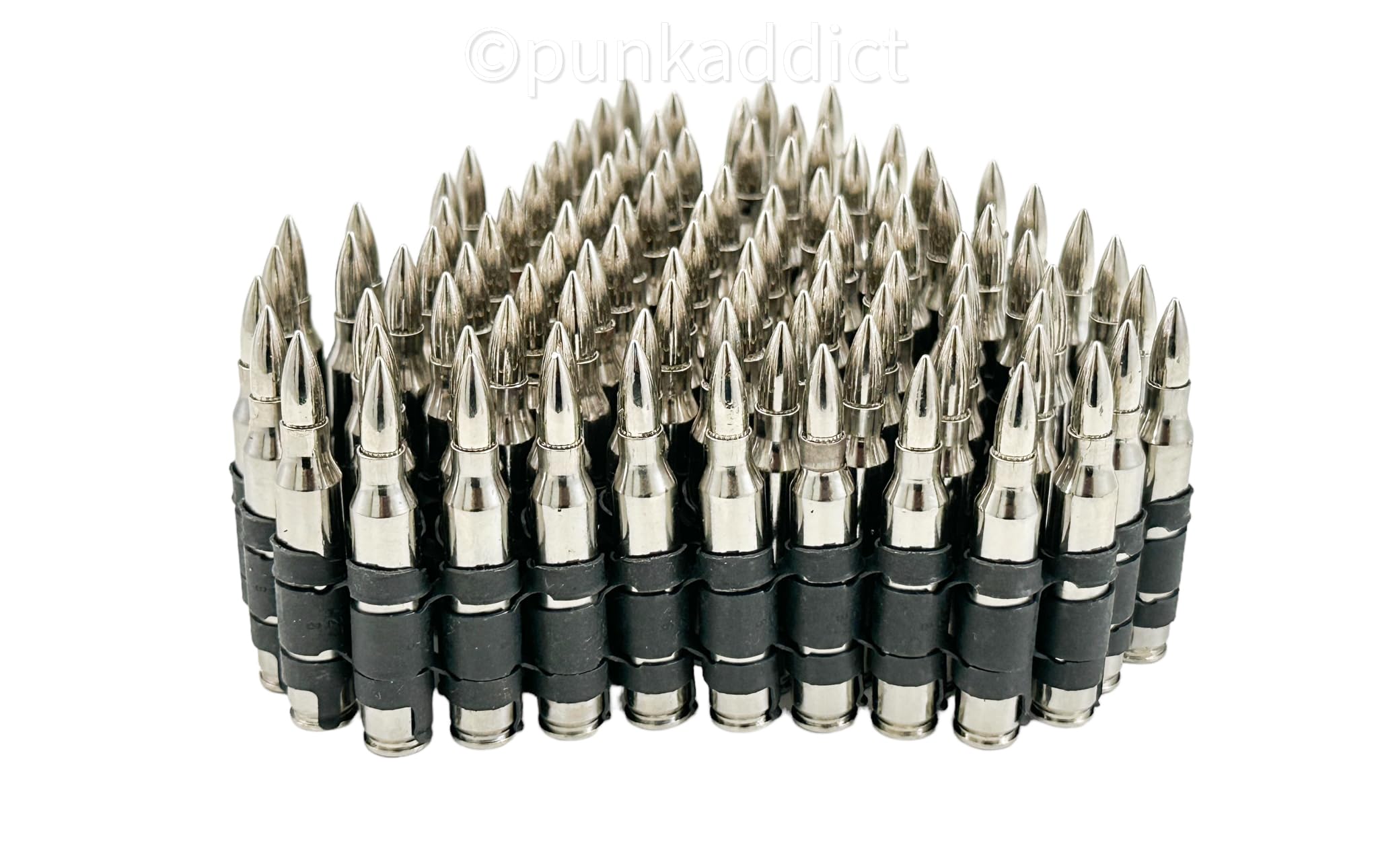 Bullet Belt .223 Caliber Nickel Shell Nickel Tip Defused Dummy Black Link 42" 90 Bullet Link